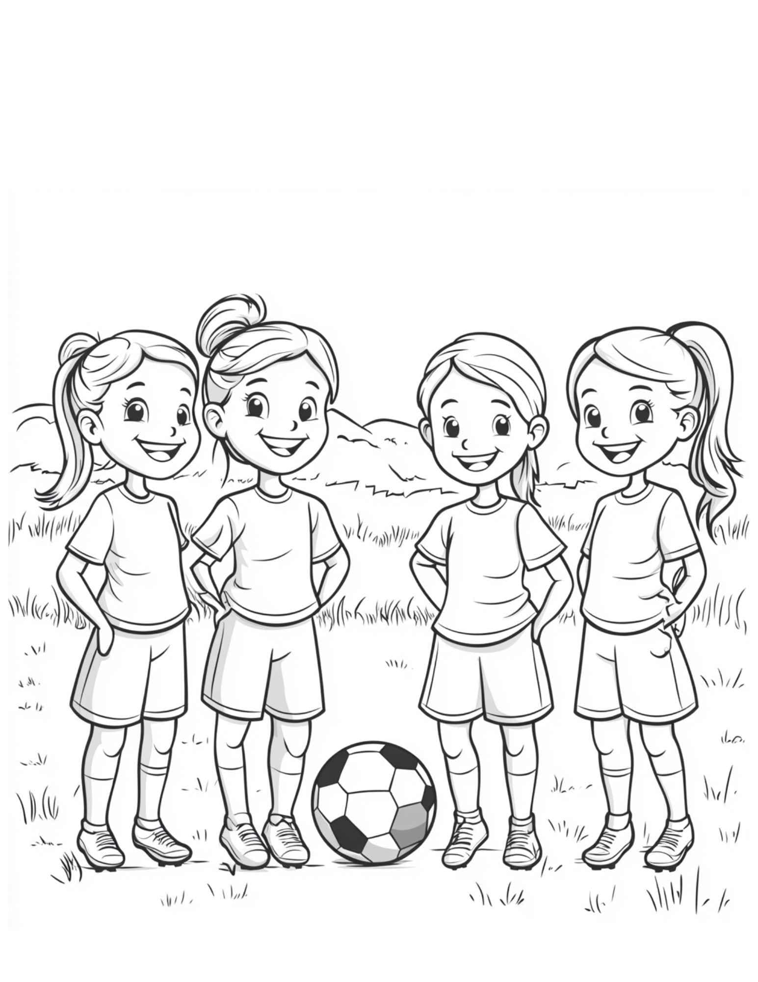 Girls Soccer Simple Coloring Page Digital Download - Etsy