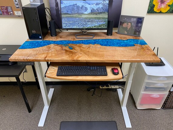 SOLD Resin River Desk With Adjustable Height Legs - Etsy