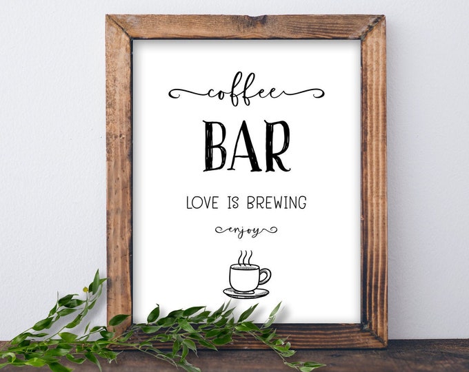 Coffee Bar Sign. Instant Download Printable. Rustic Wedding - Etsy
