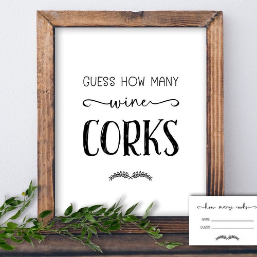 Guess How Many Corks Game Boho Bridal Shower Game Printable - Etsy