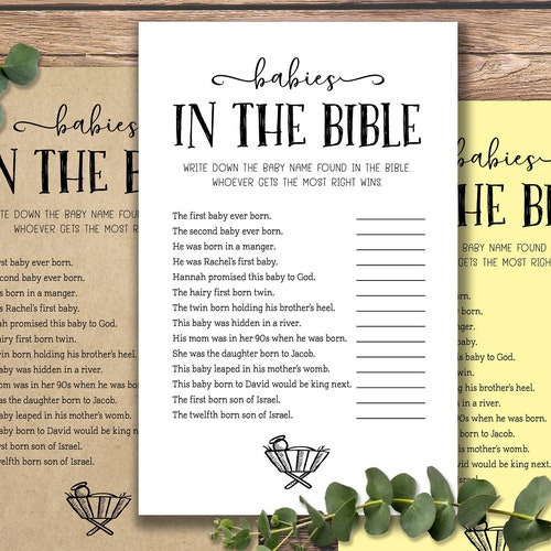 Babies in the Bible. Baby Shower Game. Instant Download - Etsy