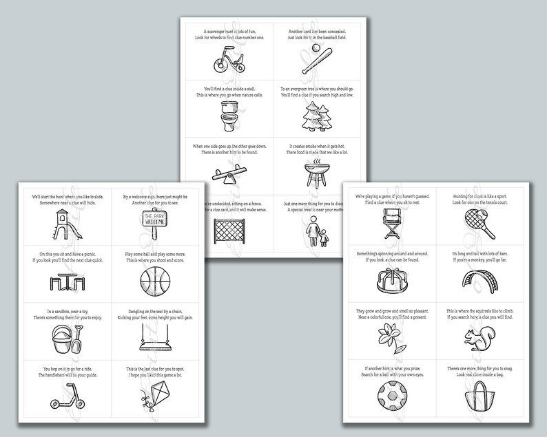 Scavenger Hunt. Park Playground Lawn Games for Kids. Instant Download ...