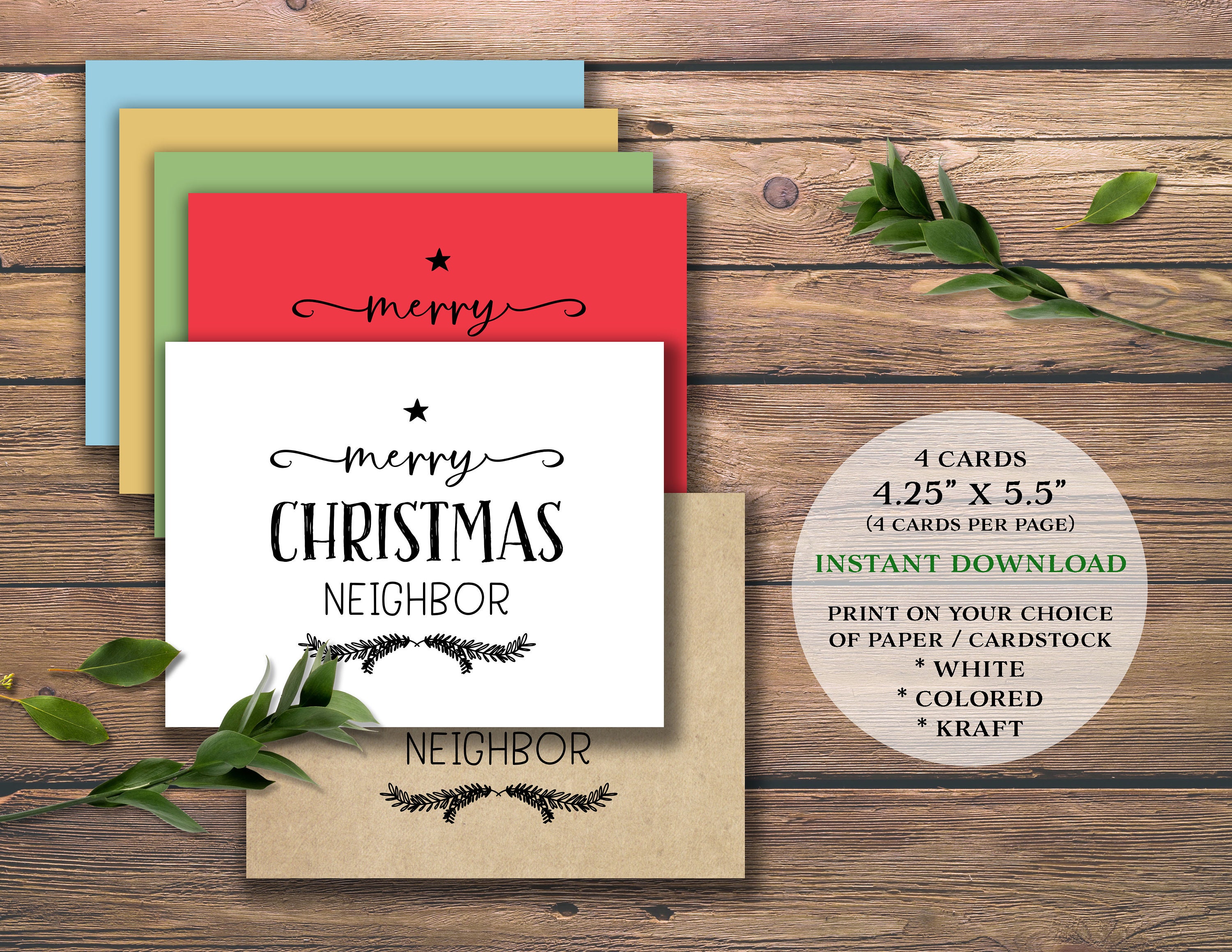 Merry Christmas Neighbor Cards. Merry Christmas Friend. - Etsy