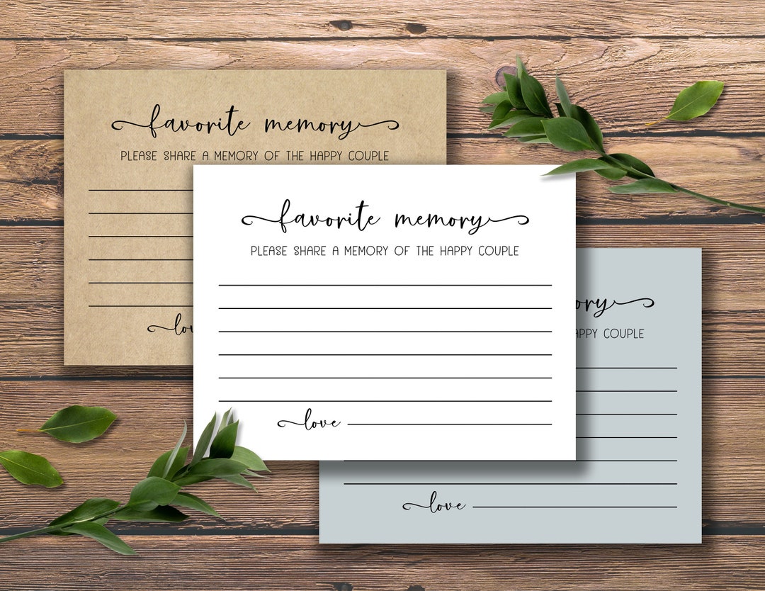 Favorite Memory of the Happy Couple. Wedding Reception Cards ...
