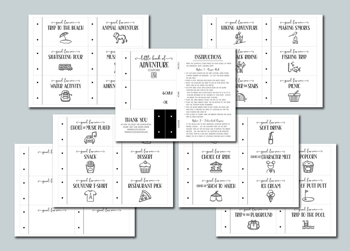 Travel Coupons. Vacation Coupon Book. Instant Download DIY - Etsy