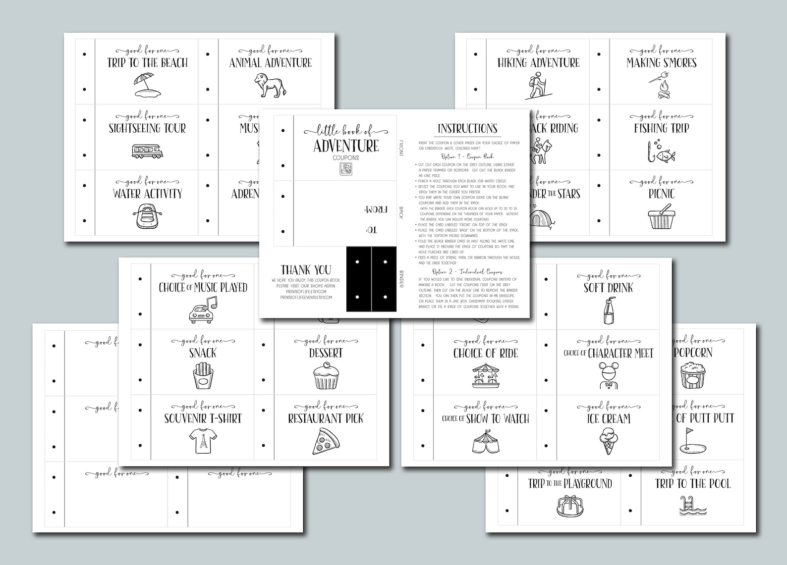 Travel Coupons. Vacation Coupon Book. Instant Download DIY Printable ...