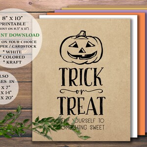 Trick or Treat. Help Yourself to Something Sweet. Halloween Sign ...