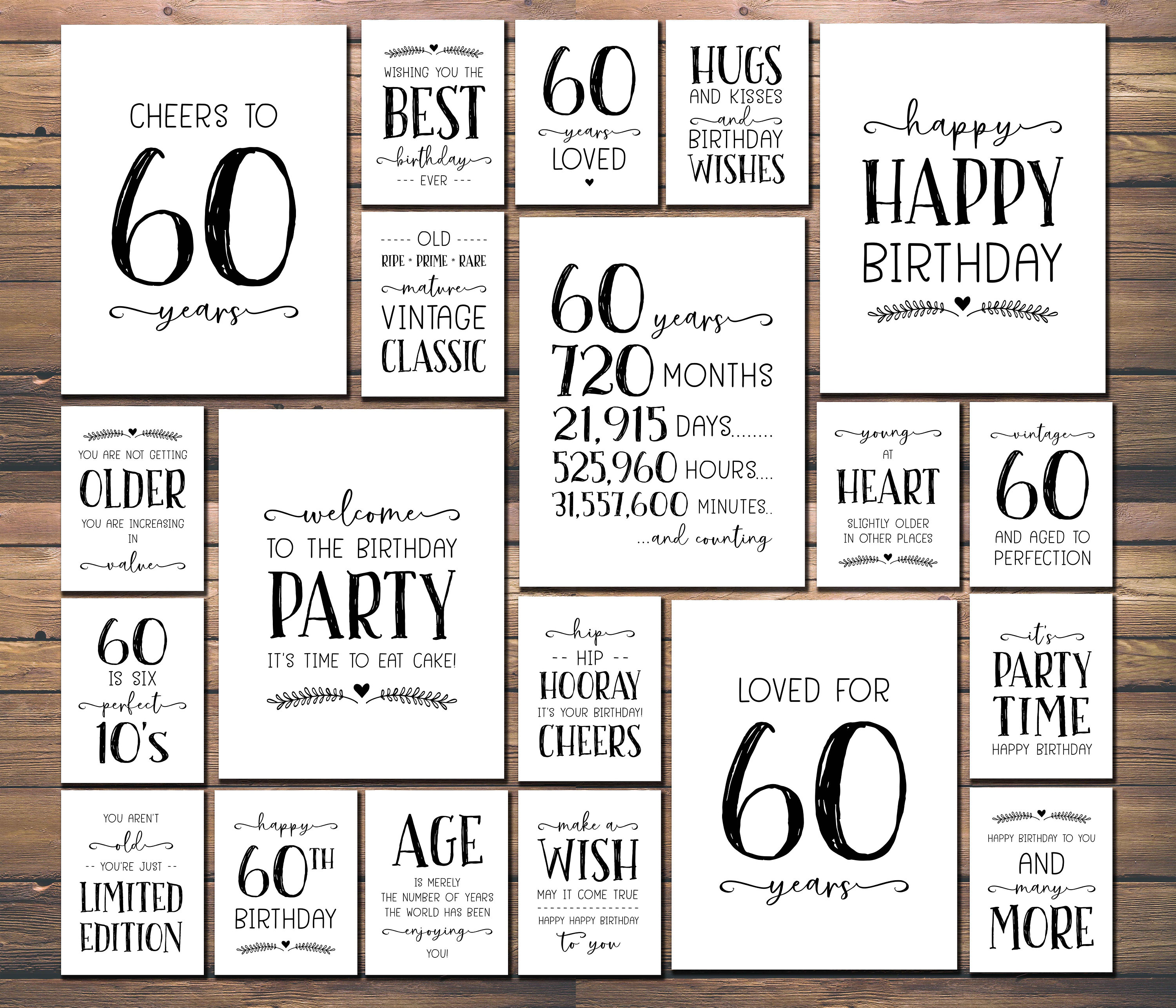 60th Birthday. Sign Bundle. Instant Download Printable. Cheers to 60 ...