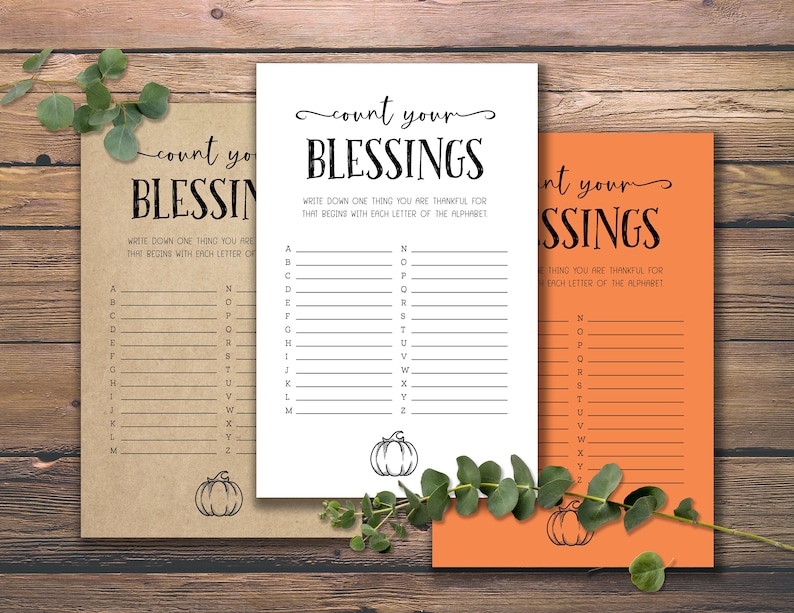 Count Your Blessings. Instant Download Printable. Thanksgiving Dinner ...
