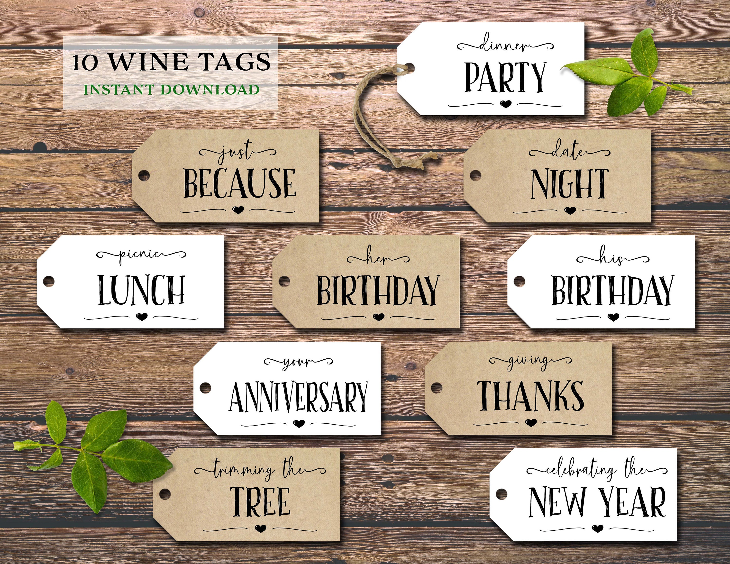 Wine Gift Tags. Instant Download Printable. Marriage Milestone - Etsy