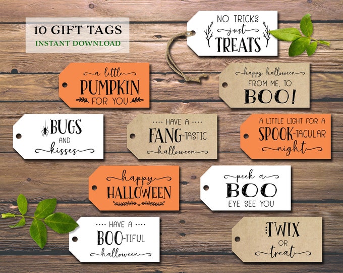 Halloween Gift Tags. Instant Download Printable. Rustic Kids Party ...