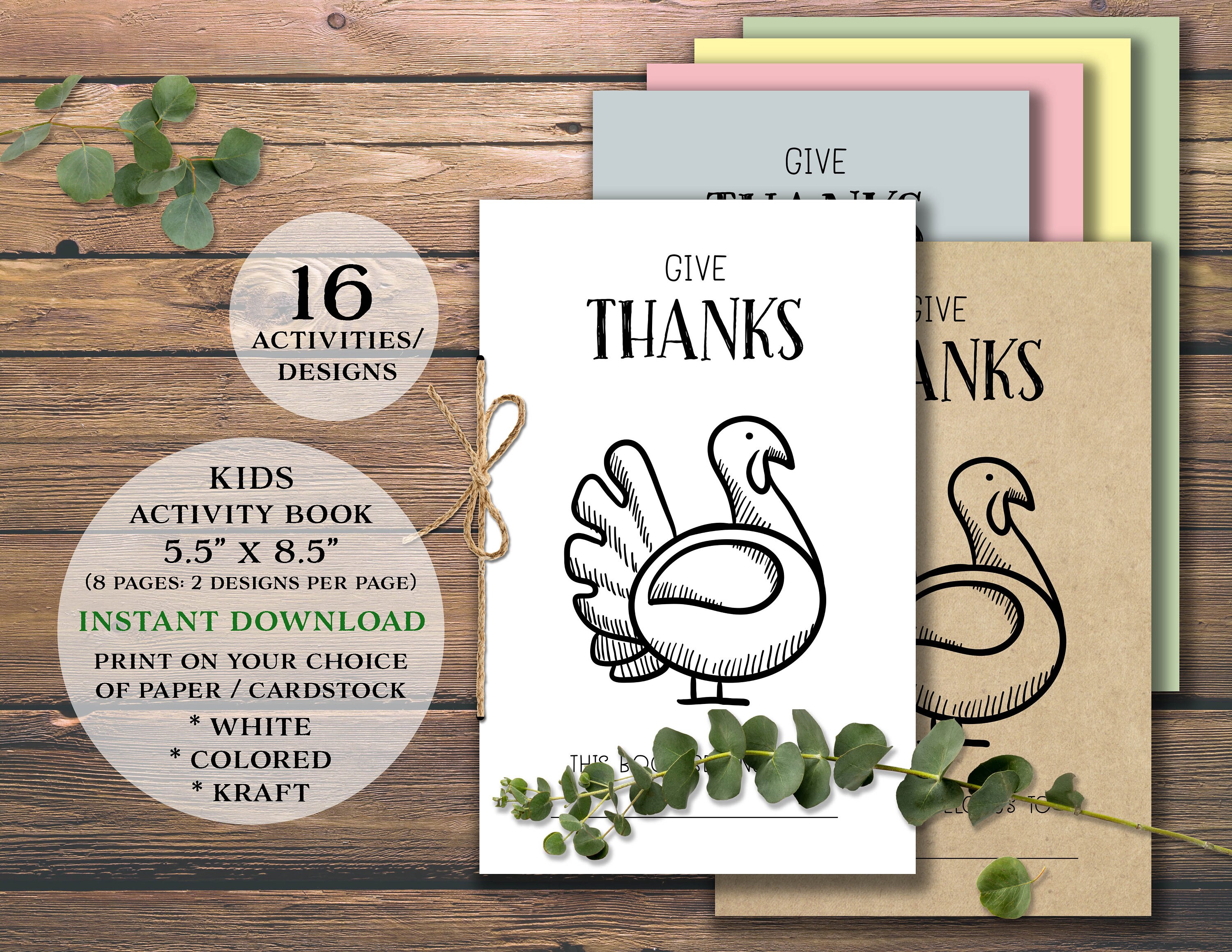 Kid's Thanksgiving Activity Book. Instant Download - Etsy