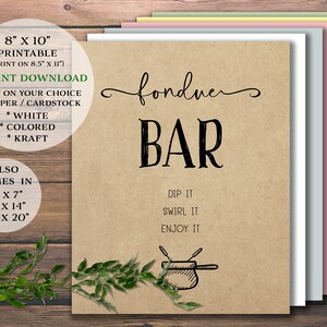 Fondue Bar Sign. Instant Download Printable. Fondue Party Decoration ...