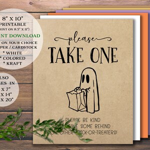 Please Take One Sign. Halloween Trick or Treat. Instant Download ...
