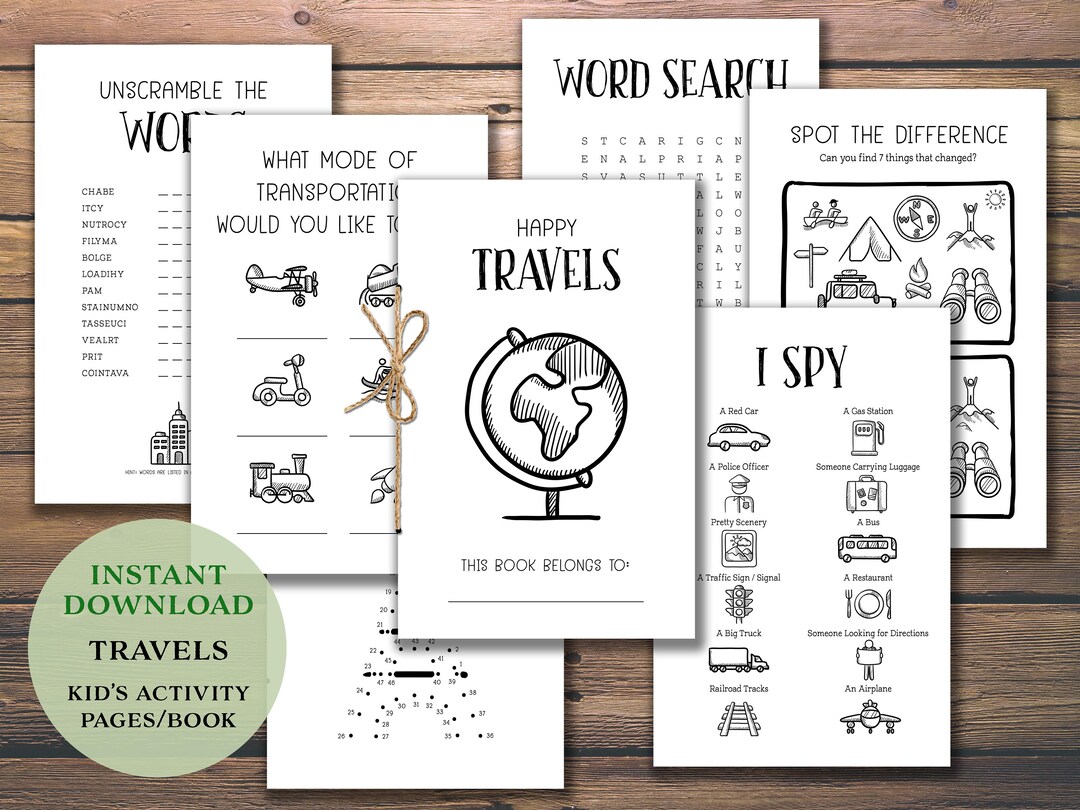 Kid's Travel Activity Book. Coloring Book. Instant Download Printable ...