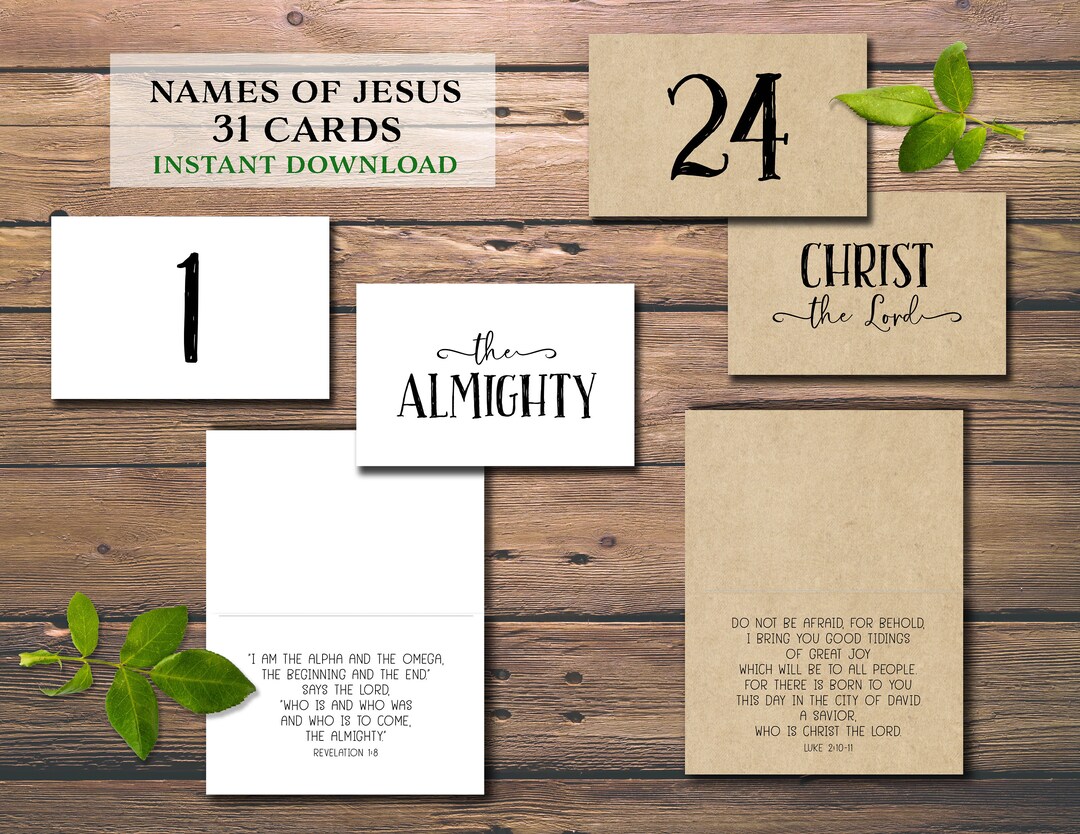 Names of Jesus Scripture Cards. Instant Download Printable. Bible Verse ...