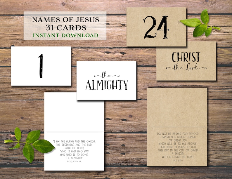 Names of Jesus Scripture Cards. Instant Download Printable. - Etsy