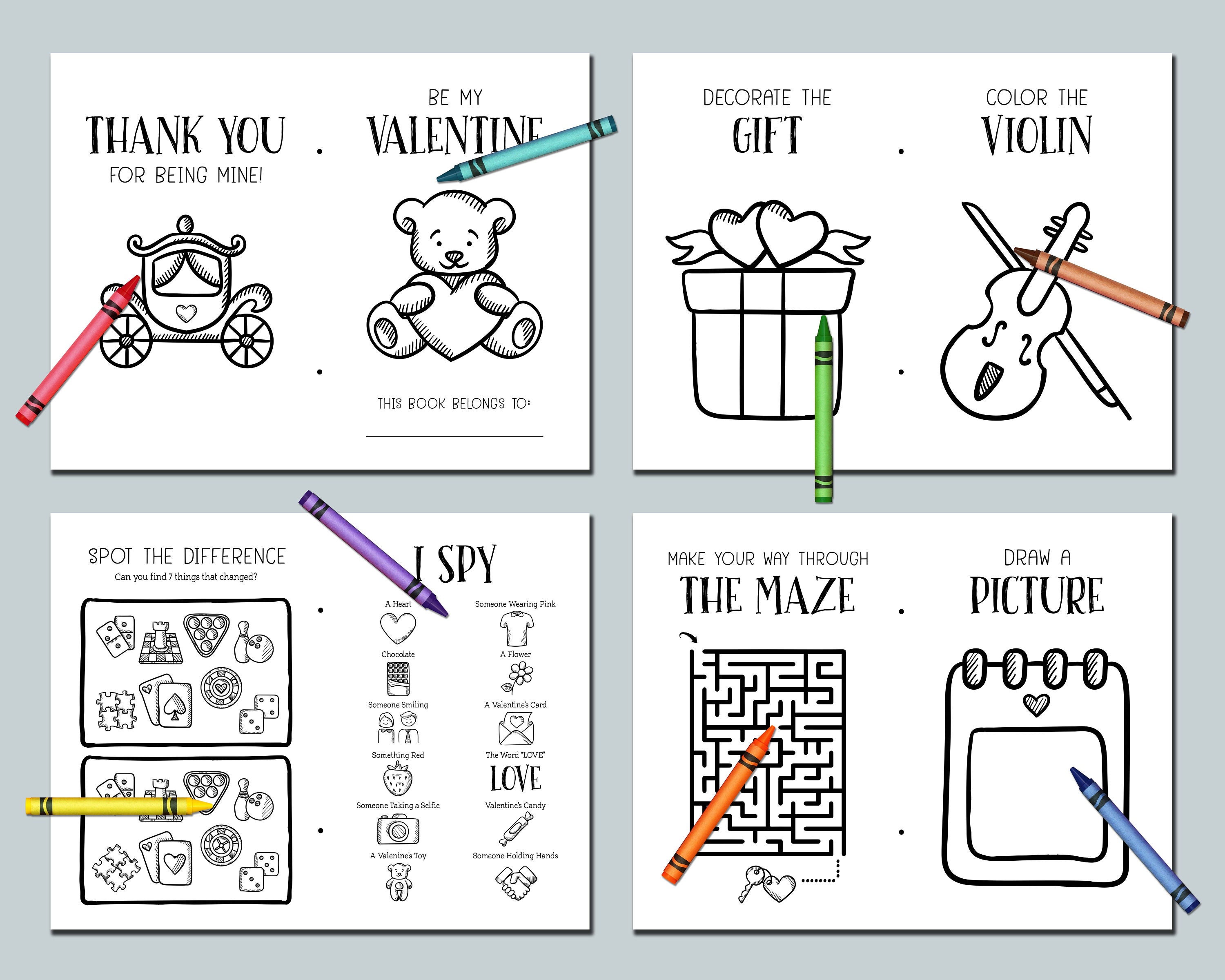 Kids Valentine Activity Book. Coloring Book. Instant Download - Etsy