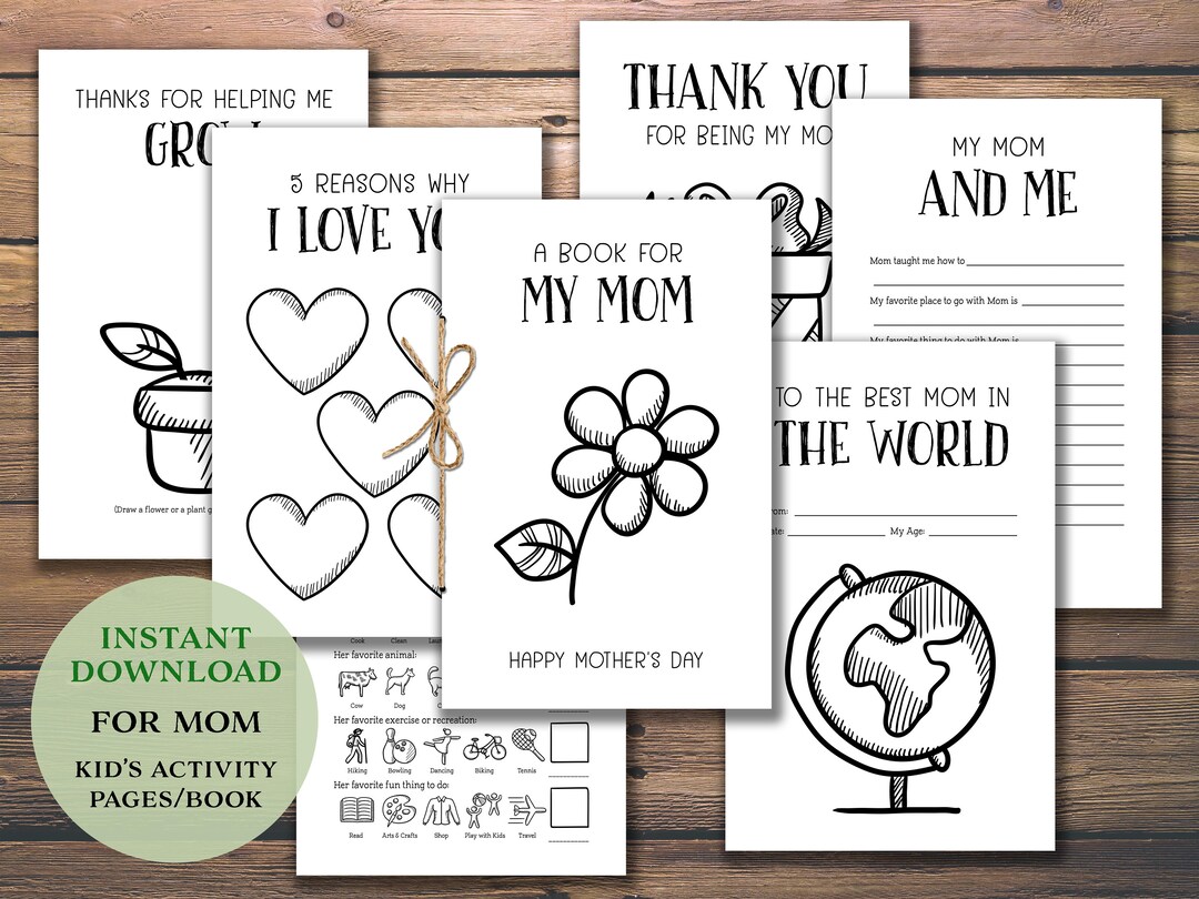 A Book for My Mom. Instant Download Printable. Mother's Day Activity ...