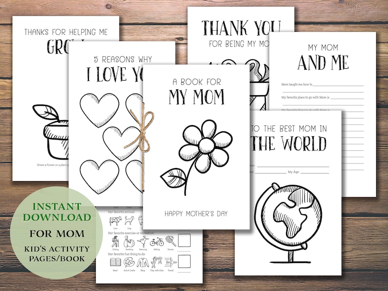 A Book for My Mom. Instant Download Printable. Mother's - Etsy