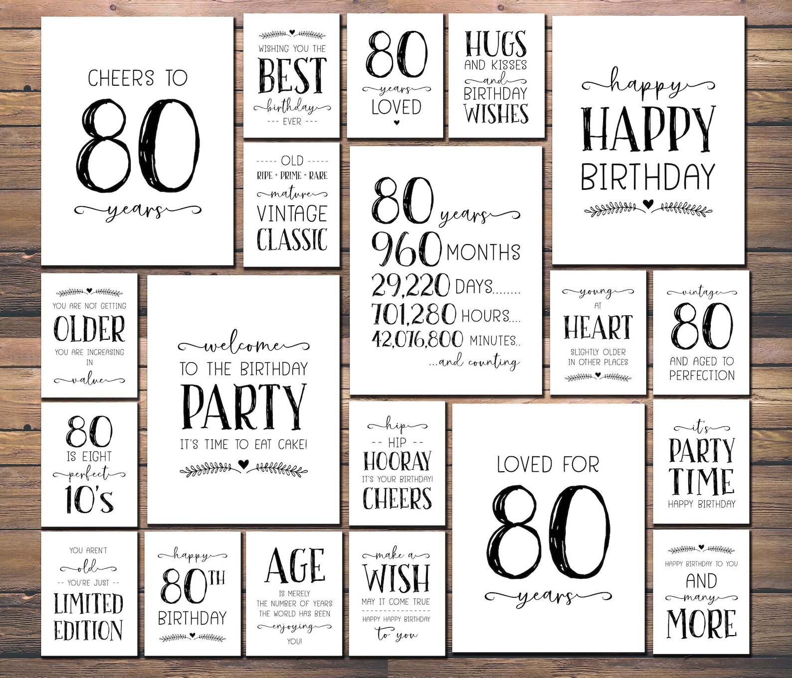80th Birthday. Sign Bundle. Instant Download Printable. Cheers to 80 ...
