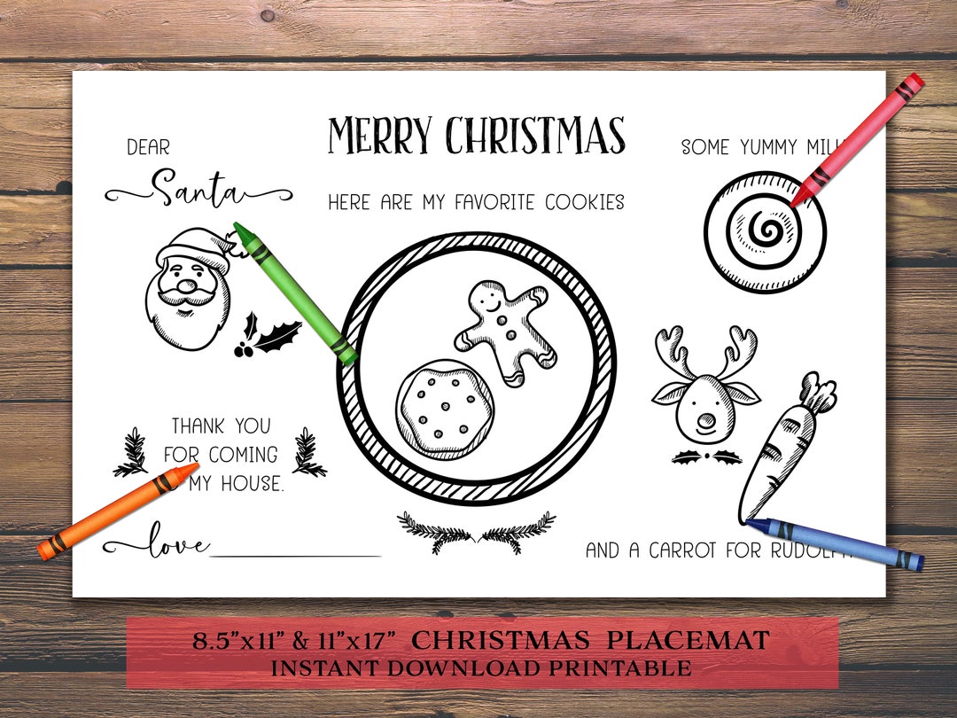 Cookies for Santa. Kid's Christmas Table Placemat. Instant Download ...