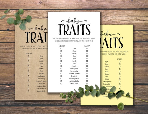 Baby Traits. Baby Shower Game. Instant Download Printable. for - Etsy ...