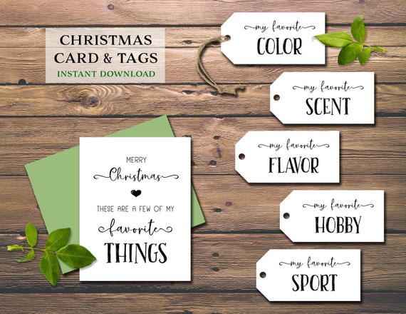My Favorite Things. Christmas Gift Tags & Card. Instant | Etsy