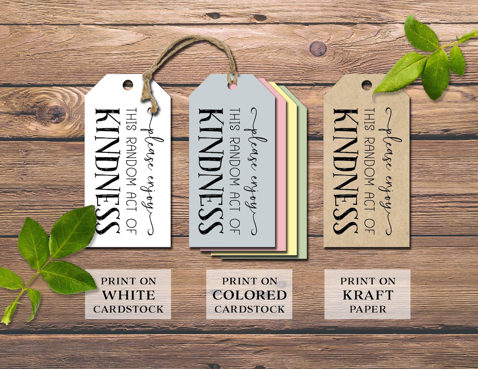 Acts of Kindness Gift Tags. Instant Download Printable. Rustic | Etsy