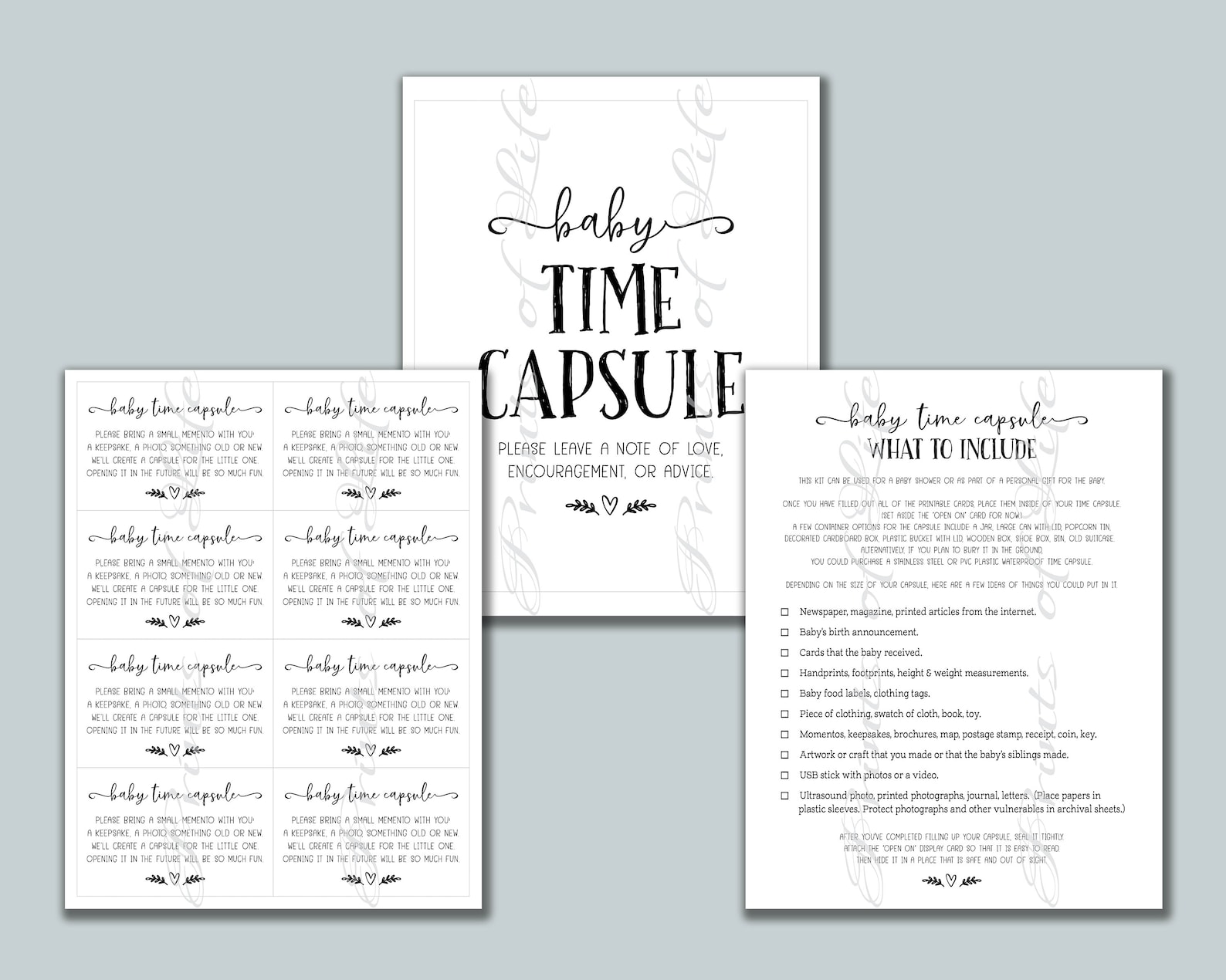 Baby Time Capsule. Instant Download Printable. Baby Shower Gift Idea ...