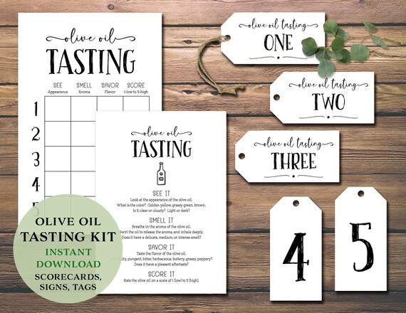 Olive Oil Tasting Party Kit. Instant Download Printable. Score | Etsy