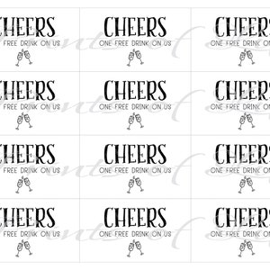 CHEERS. One Free Drink on Us. Instant Download Printable. Coupon ...