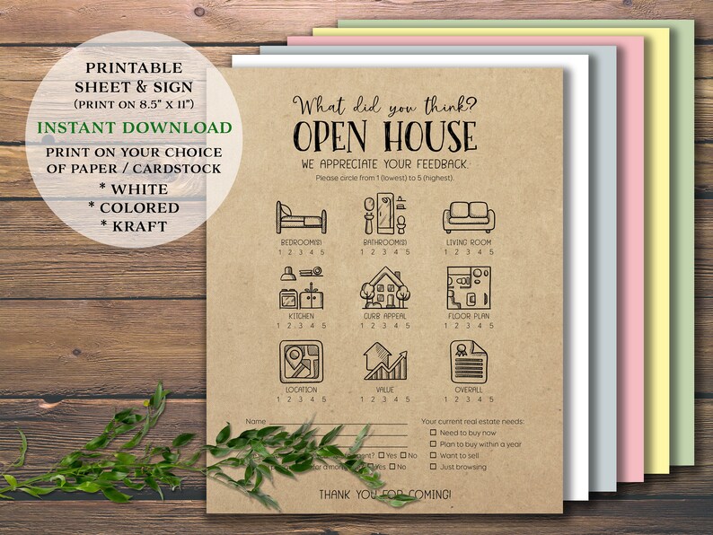 Open House Feedback. Instant Download Printable. Contact List. - Etsy