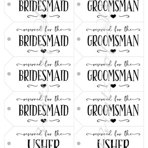 Reserved Seat Tags. Instant Download Printable. Rustic Chic Wedding ...