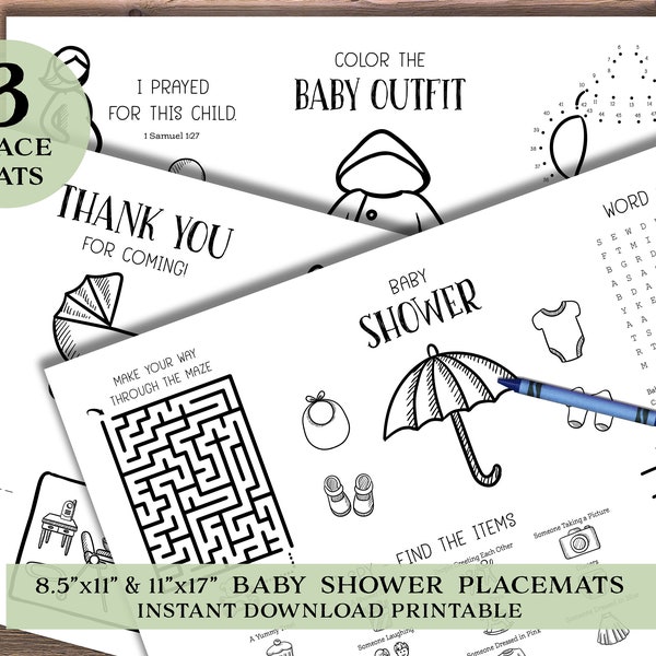 Baby Shower Game Placemat - Etsy