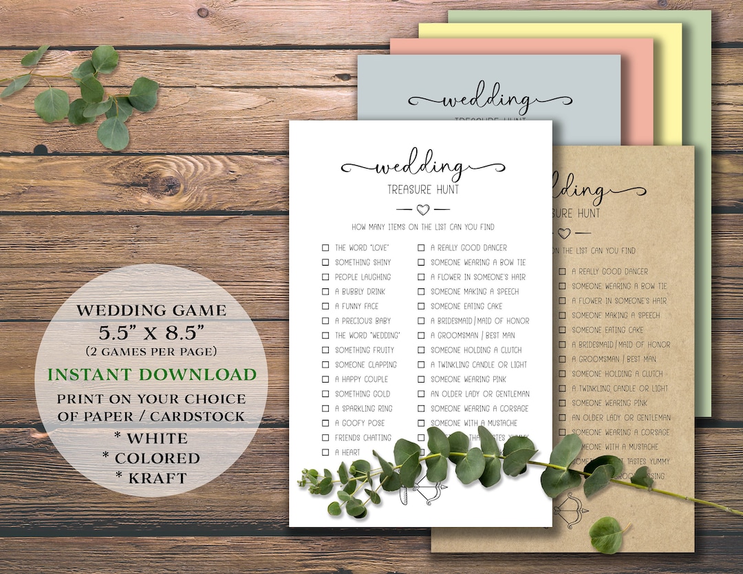 Wedding Treasure Hunt. Reception Game. Instant Download Printable. I ...