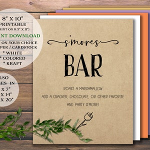 S'mores Bar Sign. Instant Download Printable. S'more Table Decor ...
