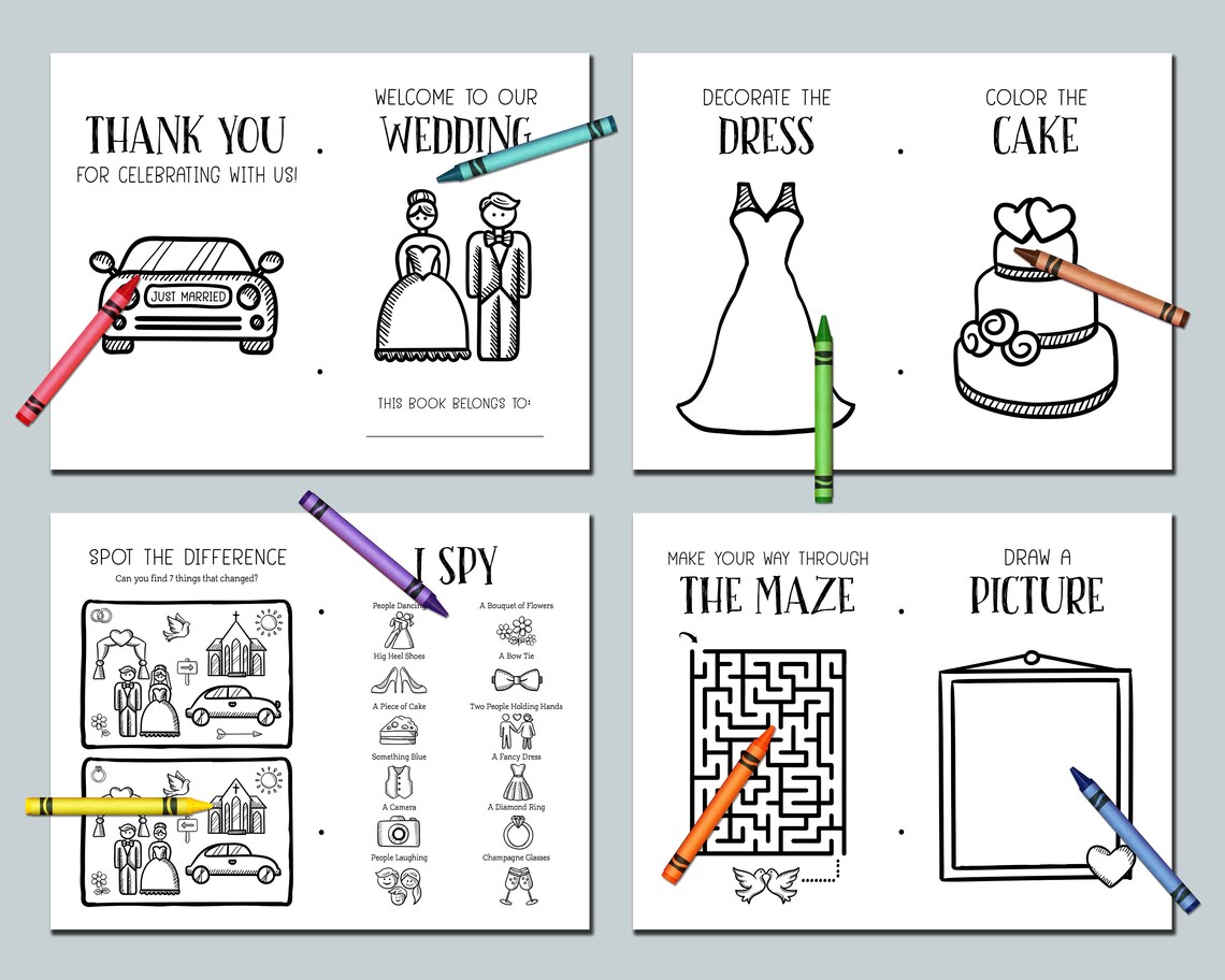 Wedding Kids Activity Book. Coloring Book. Instant Download | Etsy