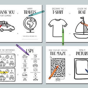 Kid's Travel Activity Book. Coloring Book. Instant Download Printable ...