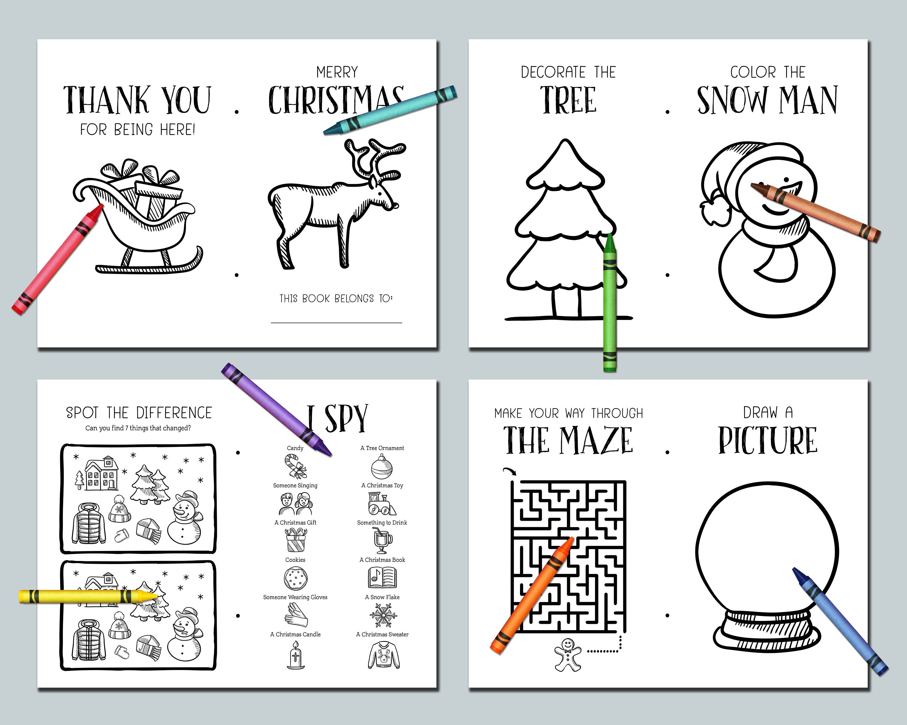 Kid's Christmas Activity Book. Coloring Book. Instant - Etsy