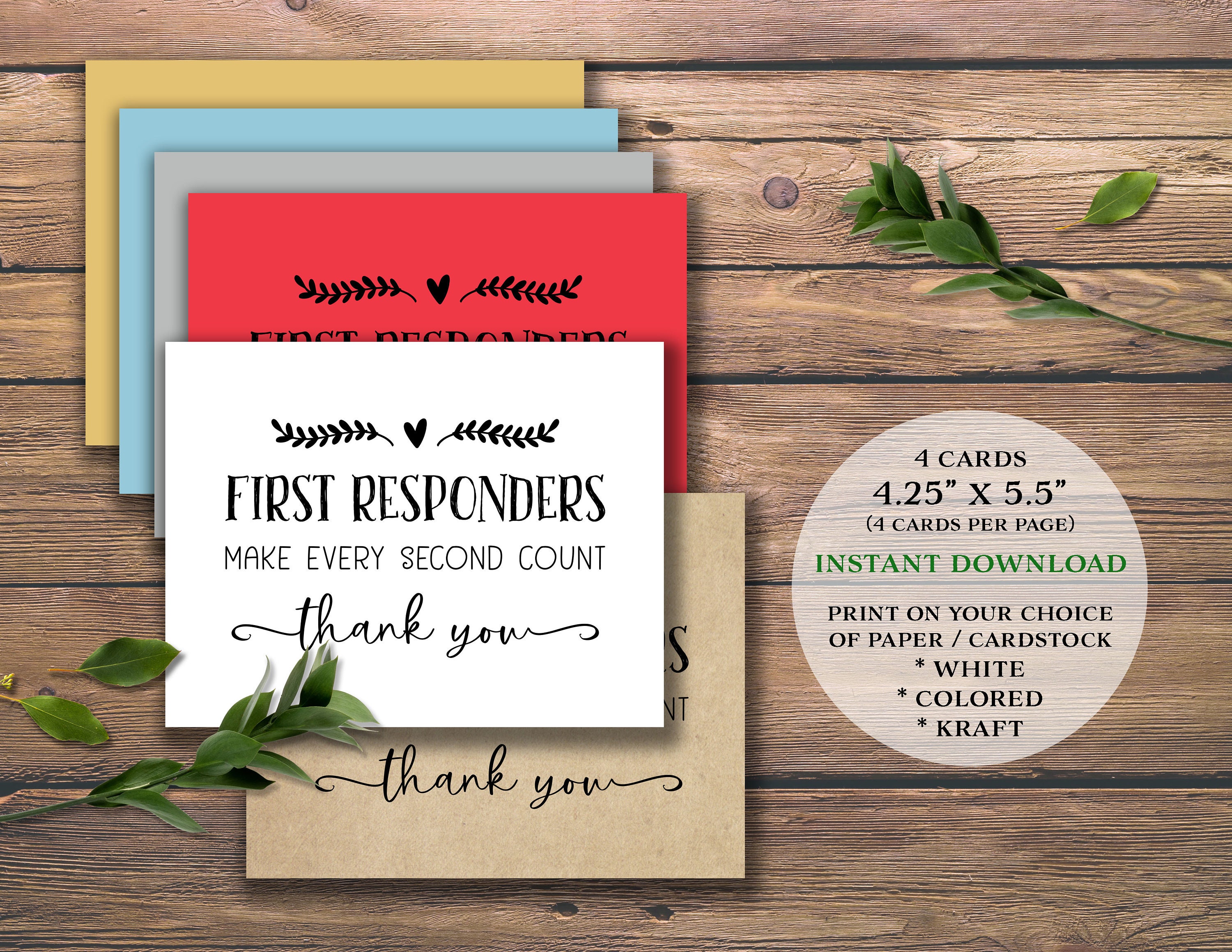 Thank You for Service Cards. Instant Download Printable. - Etsy