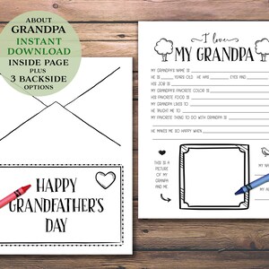 I Love My Grandpa. Instant Download Printable. Kid's School Classroom ...
