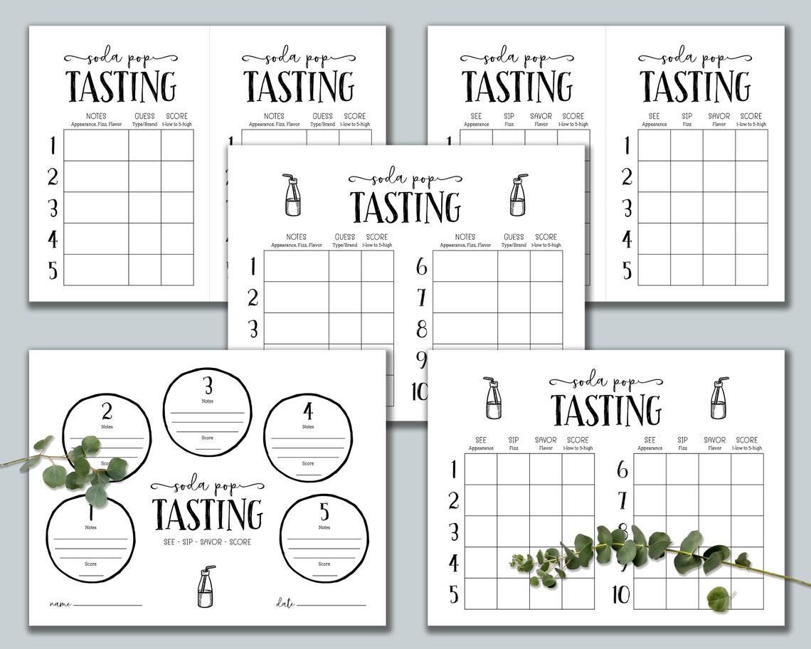 Soda Pop Tasting Party Kit. Instant Download Printable. Score Card ...