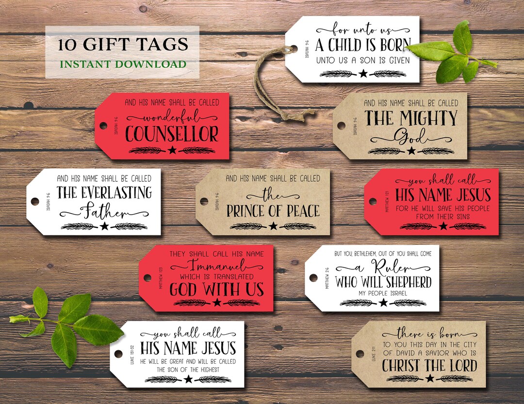 Names of Jesus. Christmas Gift Tags With Bible Verse. Instant Download ...