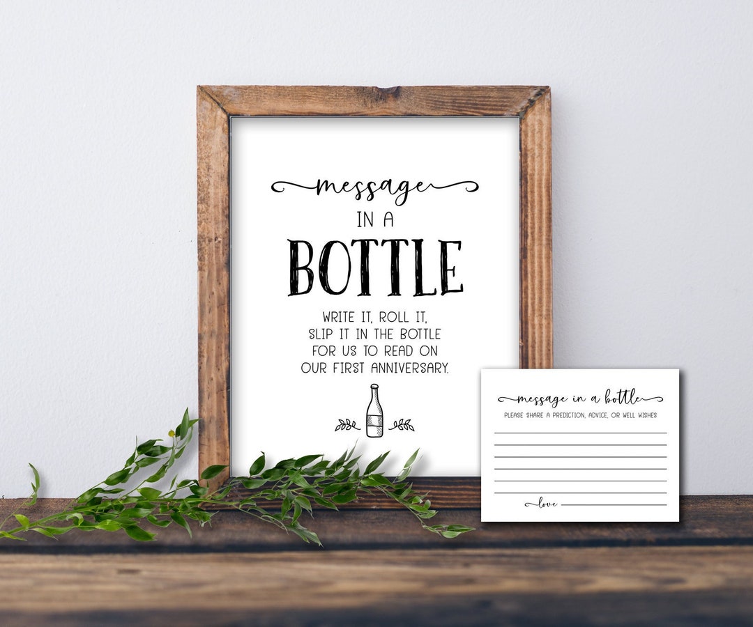 Message in a Bottle. Wedding Reception Sign & Cards. Instant Download ...