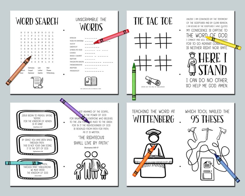 Kid's Reformation Activity Book. Instant Download Printable. Children's ...