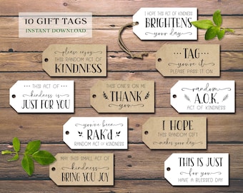 Printable Random Act of Kindness Cards RAOK Pay It Forward - Etsy