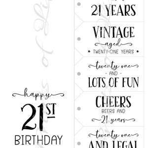 21st Birthday Card & Gift Tags. Instant Download Printable. 21 ...