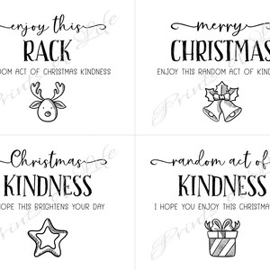 Random Act of Kindness Cards. Instant Download Printable. Christmas ...