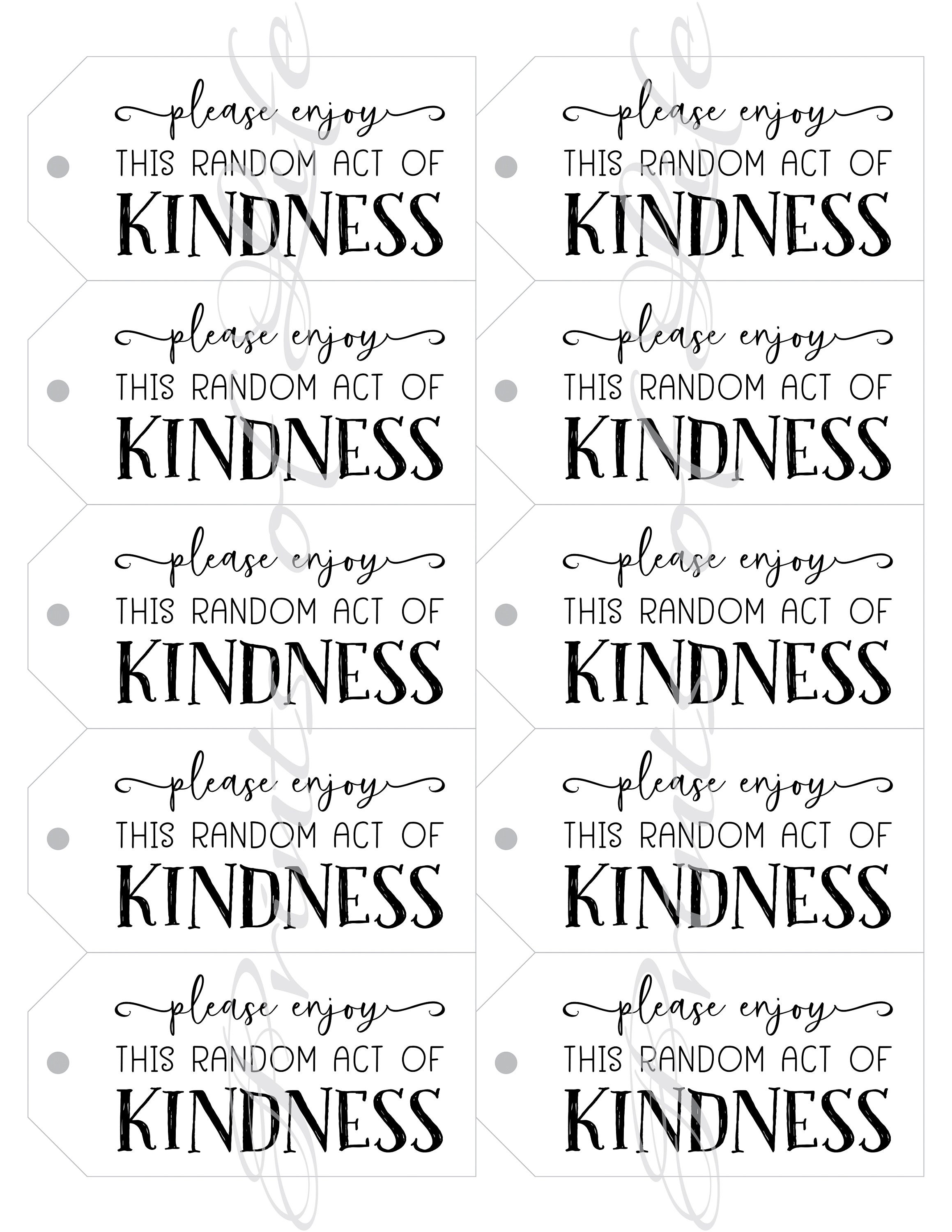 Acts of Kindness Gift Tags. Instant Download Printable. Rustic Labels ...